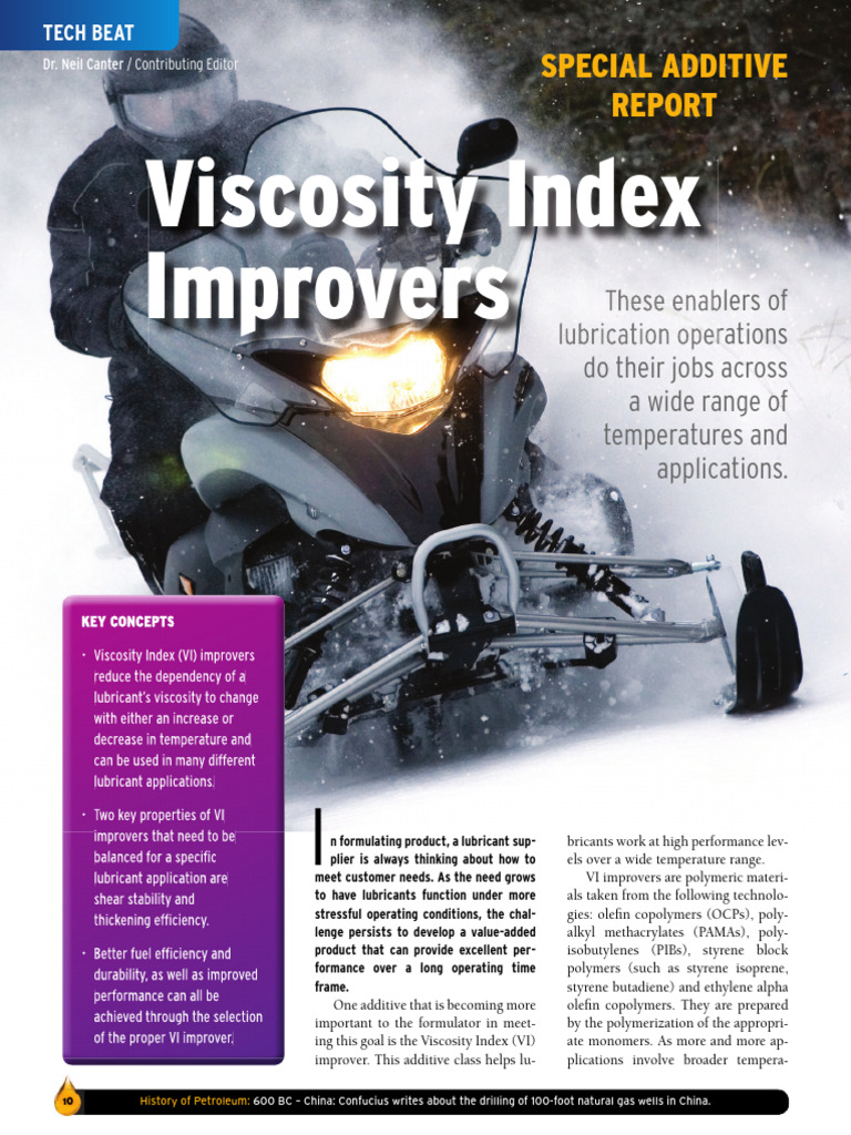 Special Additive Report - Viscosity Index Improvers - TLT Article ...