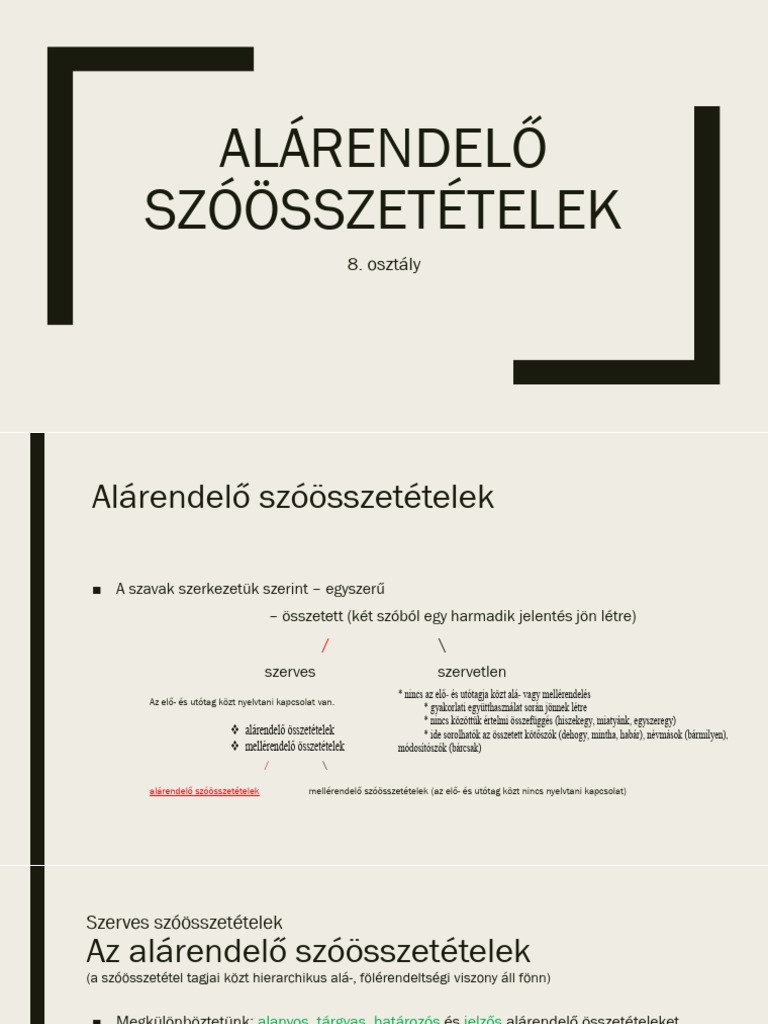 Oszt Alarendelo Szoosszetetelek 16. Ora | PDF