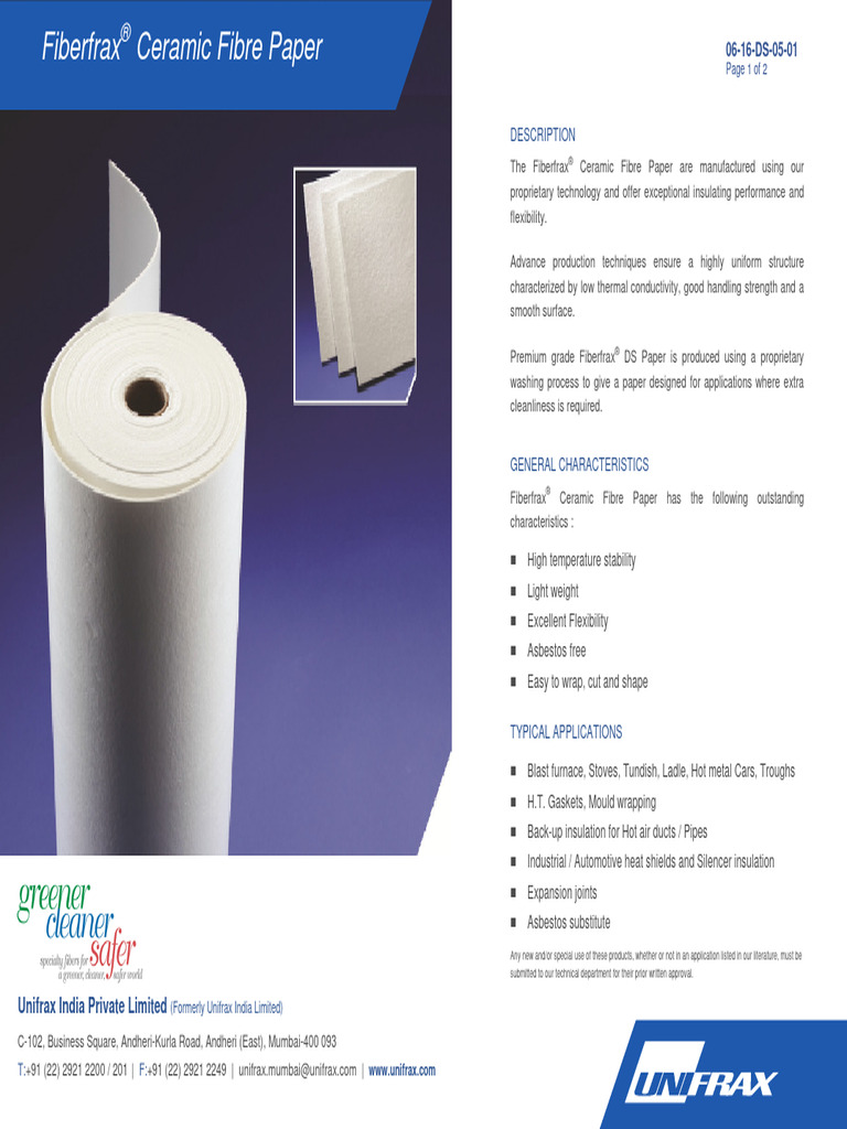 Ceramic Fibre Paper | PDF | Paper | Ceramics