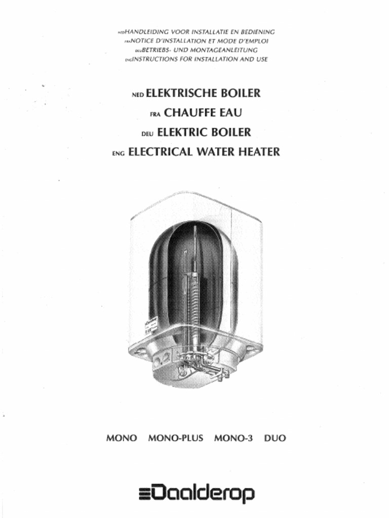 Daalderop Mono Electrical Water Heater Instructions For Installation ...