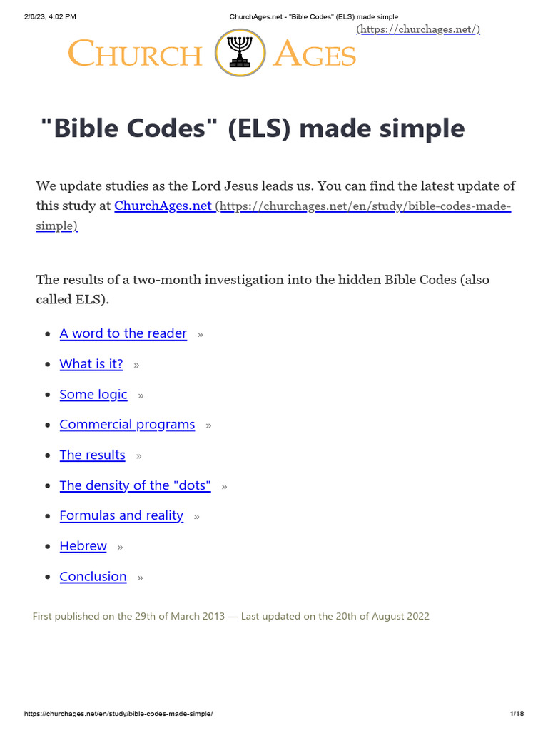 Bible Codes ELS Study Explained | PDF | String (Computer Science) | Bible