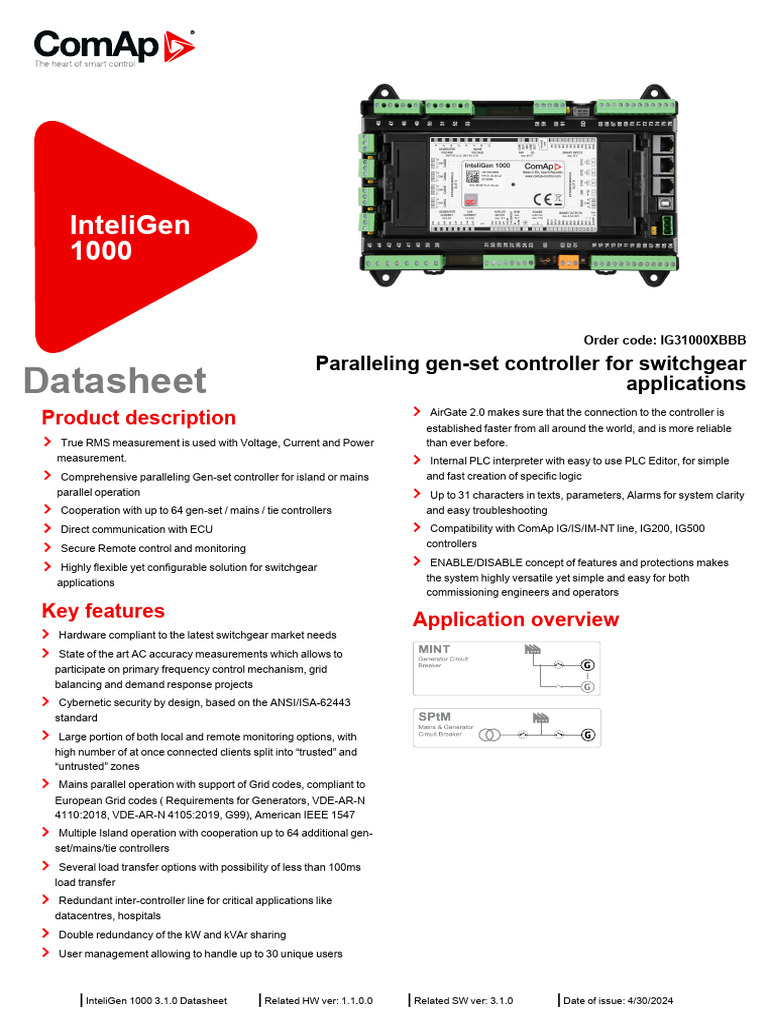 Inteligen 1000 3.1.0 Datasheet | PDF | Mains Electricity | Electrical Grid