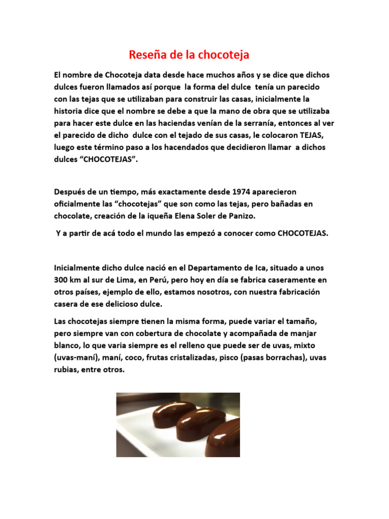 Reseña de La Chocoteja | PDF | Comida y bebida | Cocina latinoamericana