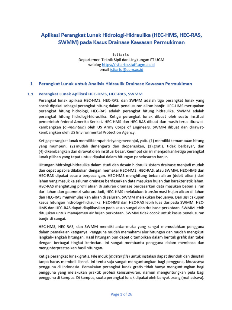 Materi Mini Training Bidang Hidro - Aplikasi HEC-HMS HEC-RAS SWMM Pada ...