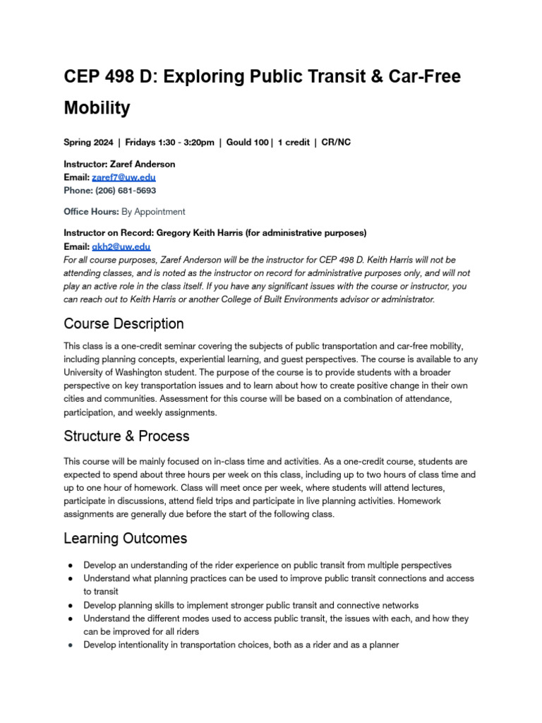 Cep 498d Syllabus Spring 2024 1 | PDF | Academic Dishonesty | Title Ix