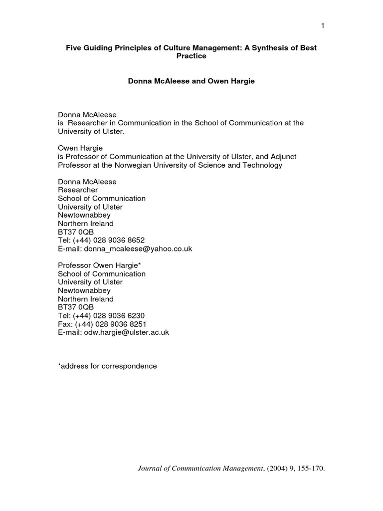 Five Principles for Effective Culture Management | PDF | Organizational ...