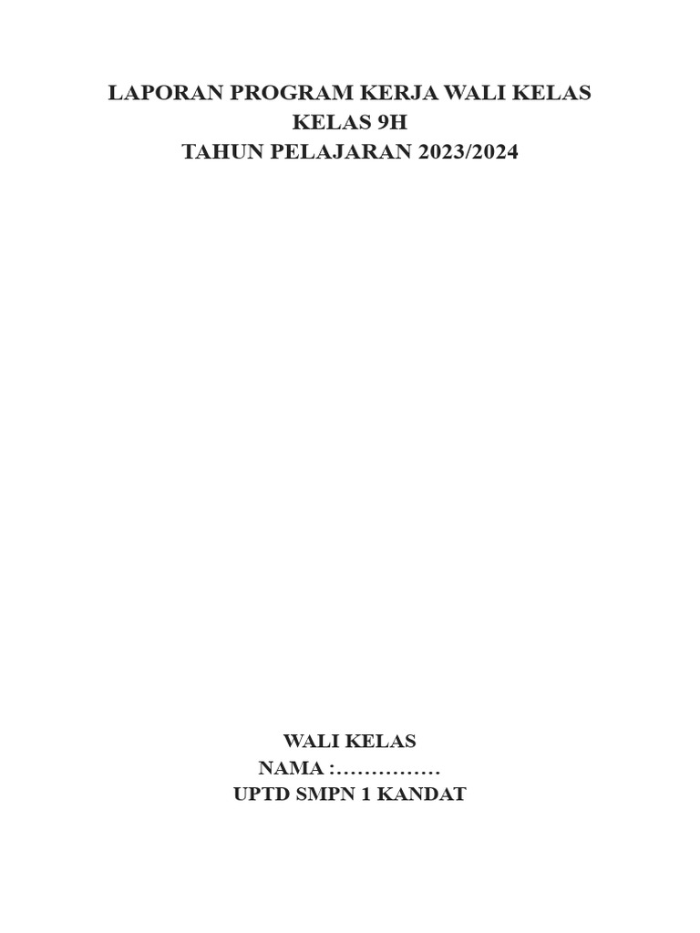 Laporan Program Kerja Wali Kelas | PDF