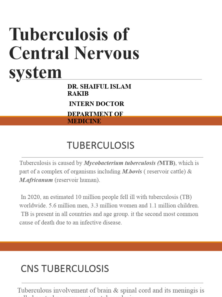 CNS Tuberculosis by DR Shihab | PDF | Tuberculosis | Meningitis