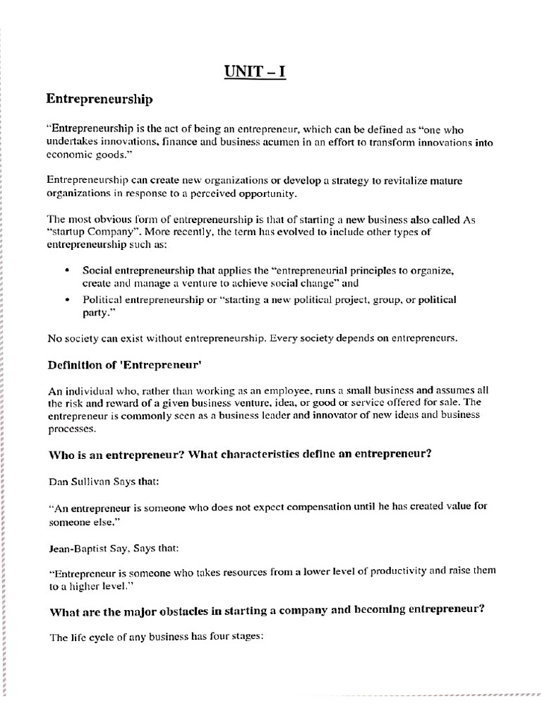 Unit 1 KOE083 Entrepreneurship Development | PDF
