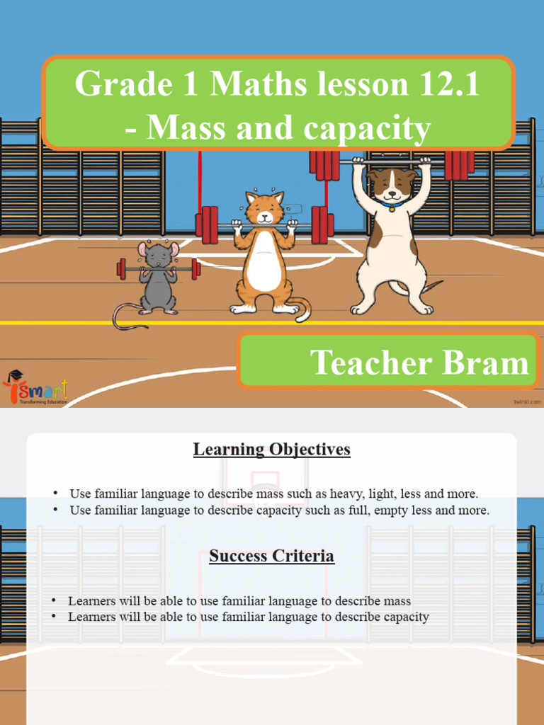 Grade 1 Maths Lesson 12.1 Mass and Capacity | PDF | Weight | Mass
