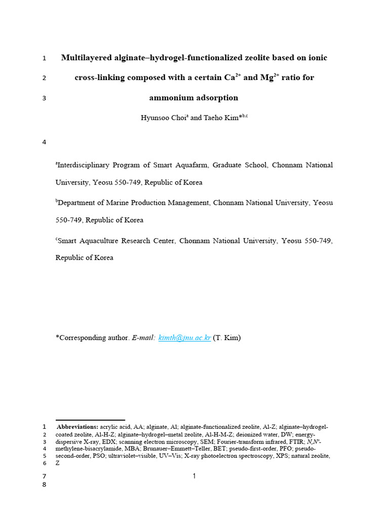 v1 - 201331 - Manuscript - Hydrogel-Zeolite Composite (Coating) (REVISED) | PDF | Adsorption ...