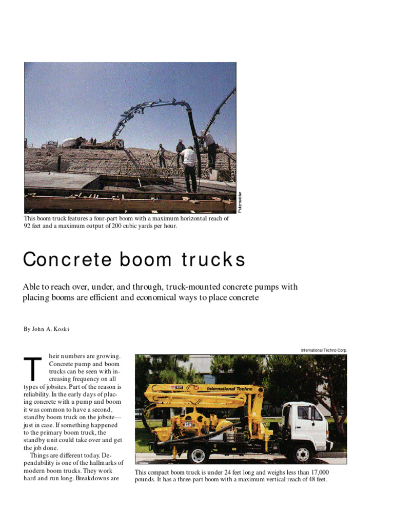Concrete Construction Article PDF - Concrete Boom Trucks | PDF ...