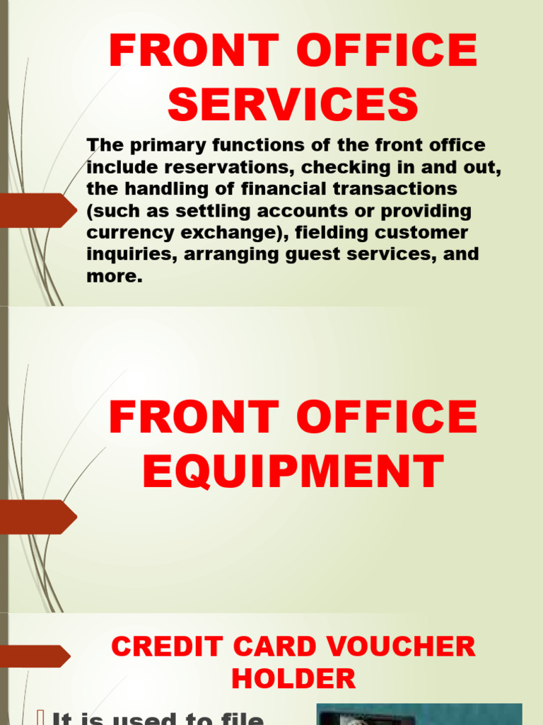 Front Office Services Equipment | PDF