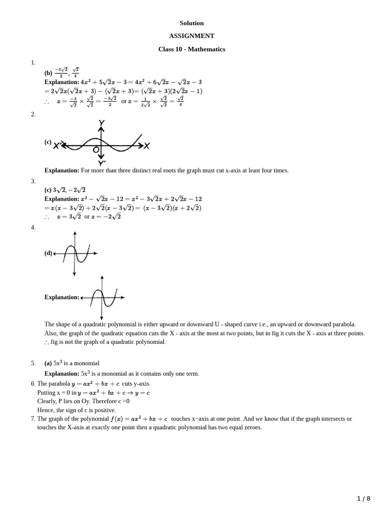 CH 2 Polynomials Solution | PDF | Zero Of A Function | Quadratic Equation