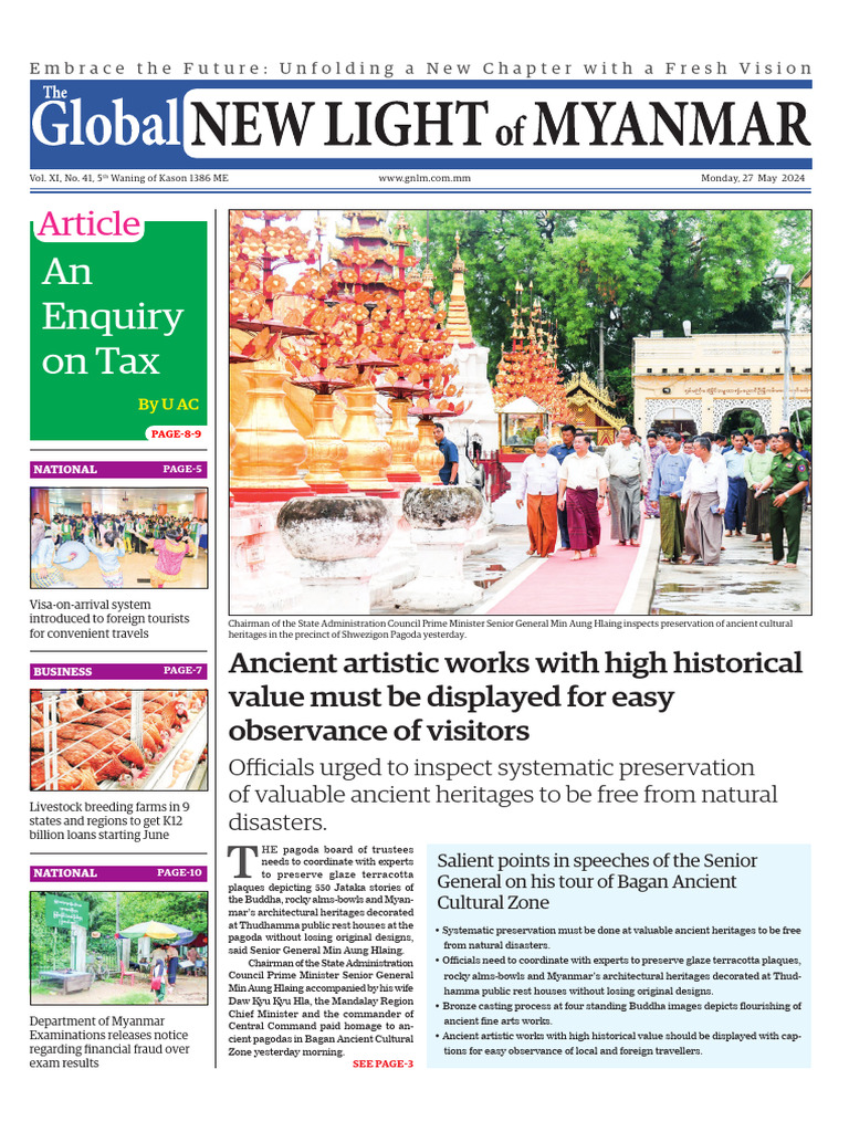 27 - May - 24 - The Global New Light of Myanmar | PDF | Tourism | Myanmar