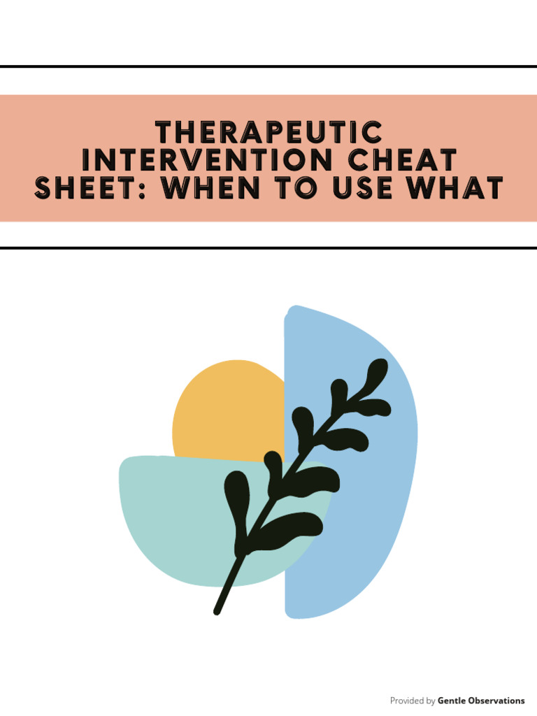 Therapeutic Intervention Cheat Sheet | PDF | Dialectical Behavior ...
