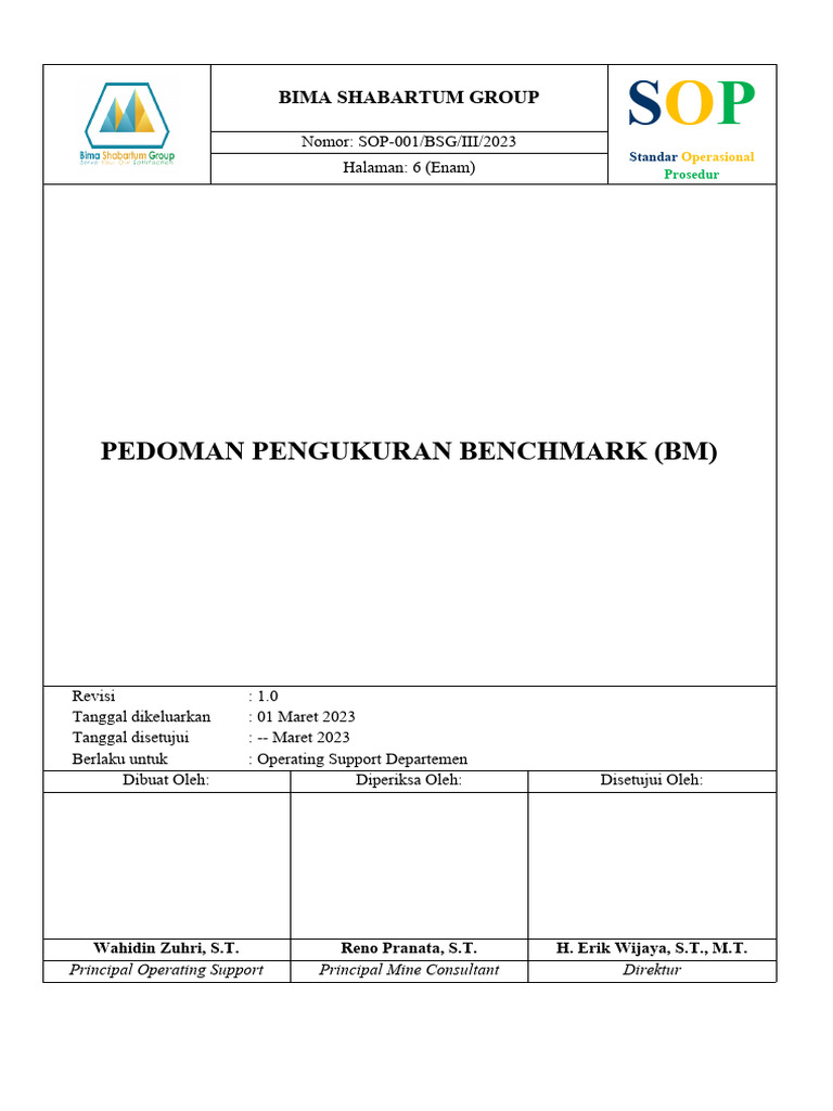 Pedoman Pembuatan BENCHMARK (BM) 06032023 | PDF