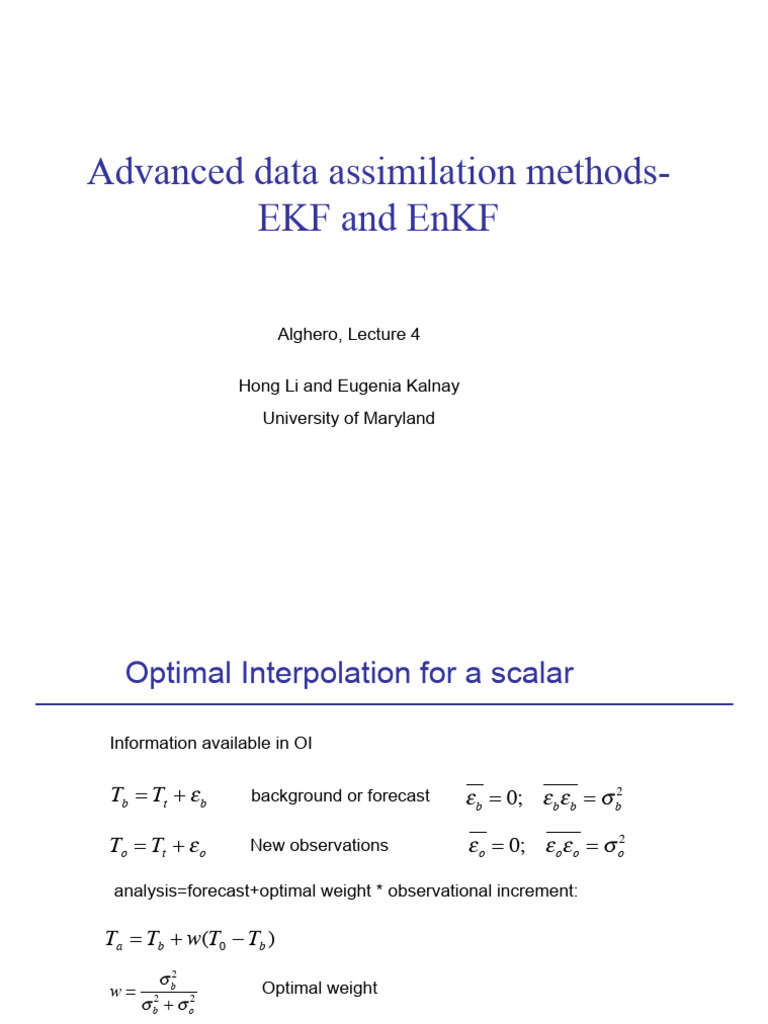 Alghero Kalnay4 EnKFclass | PDF | Applied Mathematics | Algorithms