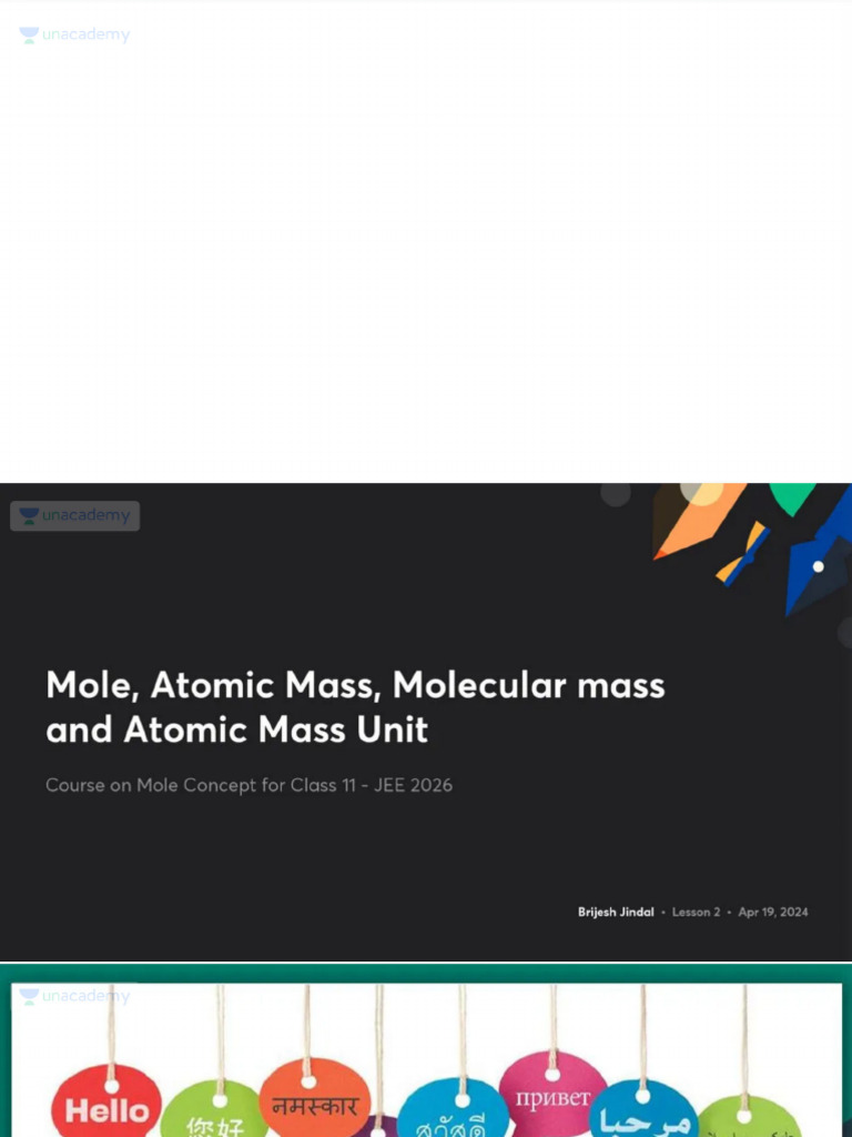 Mole Atomic Mass Molecular Mass and Atomic Mass Unit With Anno | PDF