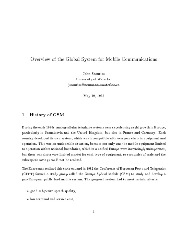 An Overview of the Global System for Mobile Communications (GSM): A ...