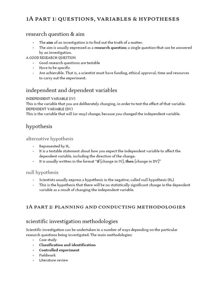 Notes On Key Scientific Skills | PDF | Hypothesis | Sampling (Statistics)