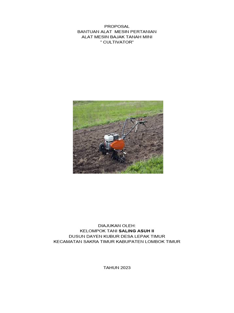 Proposal Bantuan Cultivator Pertanian | PDF | Teknologi & Rekayasa