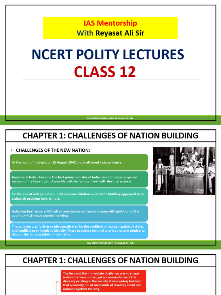 NCERT Class 12 Polity: Nation Building | PDF | Tibet | Partition Of India