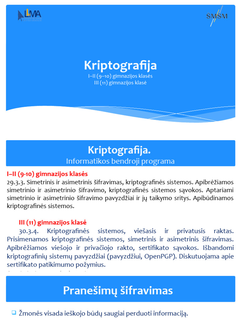 19 Pamoka Kriptografija (6 Pamokų Ciklas) | PDF