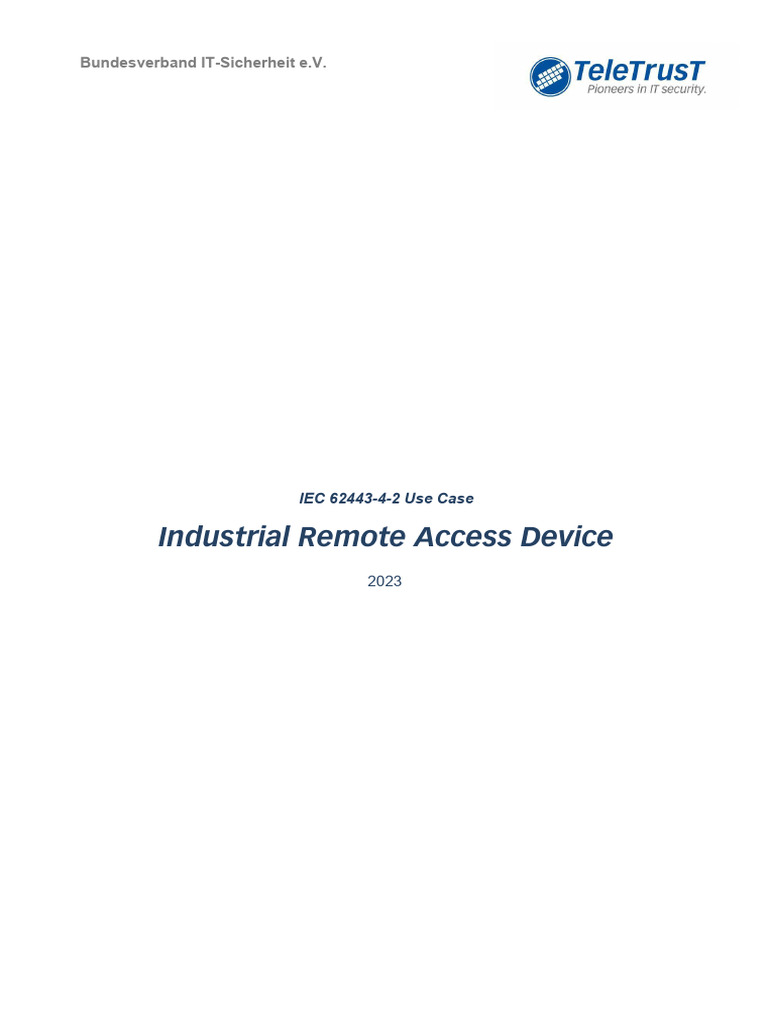2023-TeleTrusT IEC 62443-4-2 Use Case Industrial Remote Access Device | PDF | Computer Network ...