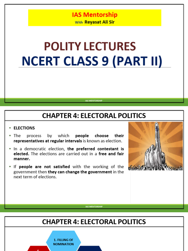 CLASS 9 POLITY PART 2 | PDF | Elections | Voting