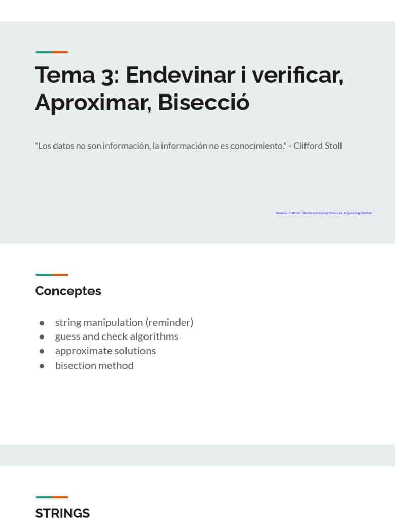 Tema 3 Endevinar I Verificar, Aproximar, Bisecció | Download Free PDF | String (Computer Science ...