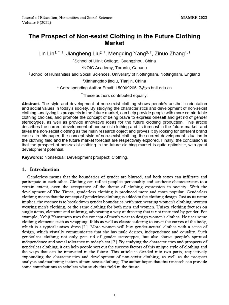 The Prospect of Non-Sexist Clothing in The Future | PDF | Clothing ...