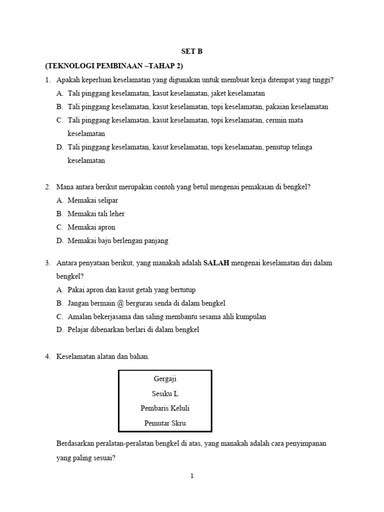 Soalan SKM Teknologi Pembinaan Tahap 2 Set B 2017 | PDF | Teknologi & Rekayasa
