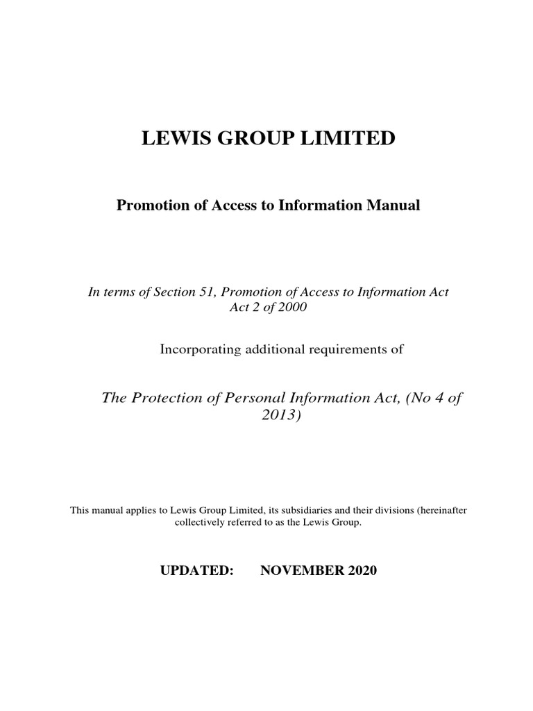 Lewis Group Limited PAIA 2020 | PDF | Banks | Taxes