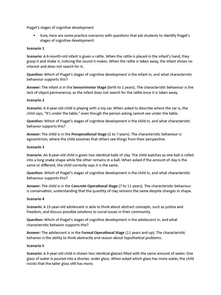Piaget's stages of cognitive development | Download Free PDF | Behavioural Sciences | Cognitive ...