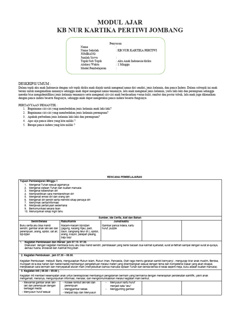 Modul Ajar Minggu 1 | PDF