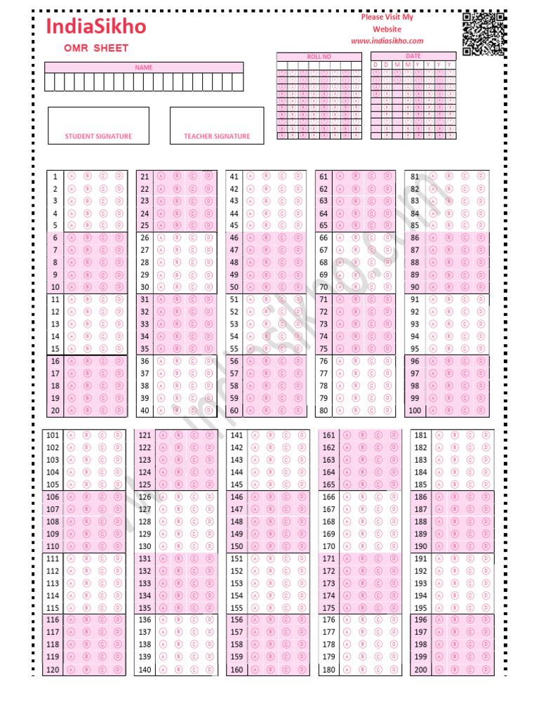 200 Question OMR Sheet Download | PDF
