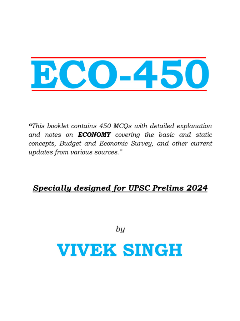 Eco 450 MCQ PDF Upsc 2024 Vivek Singh-1-73 | PDF | Exchange Rate | Reserve Bank Of India