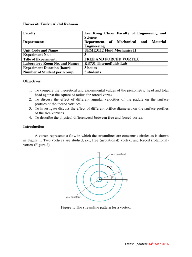 UEME 3112 Free and Forced Vortex | PDF | Vortices | Chemical Engineering