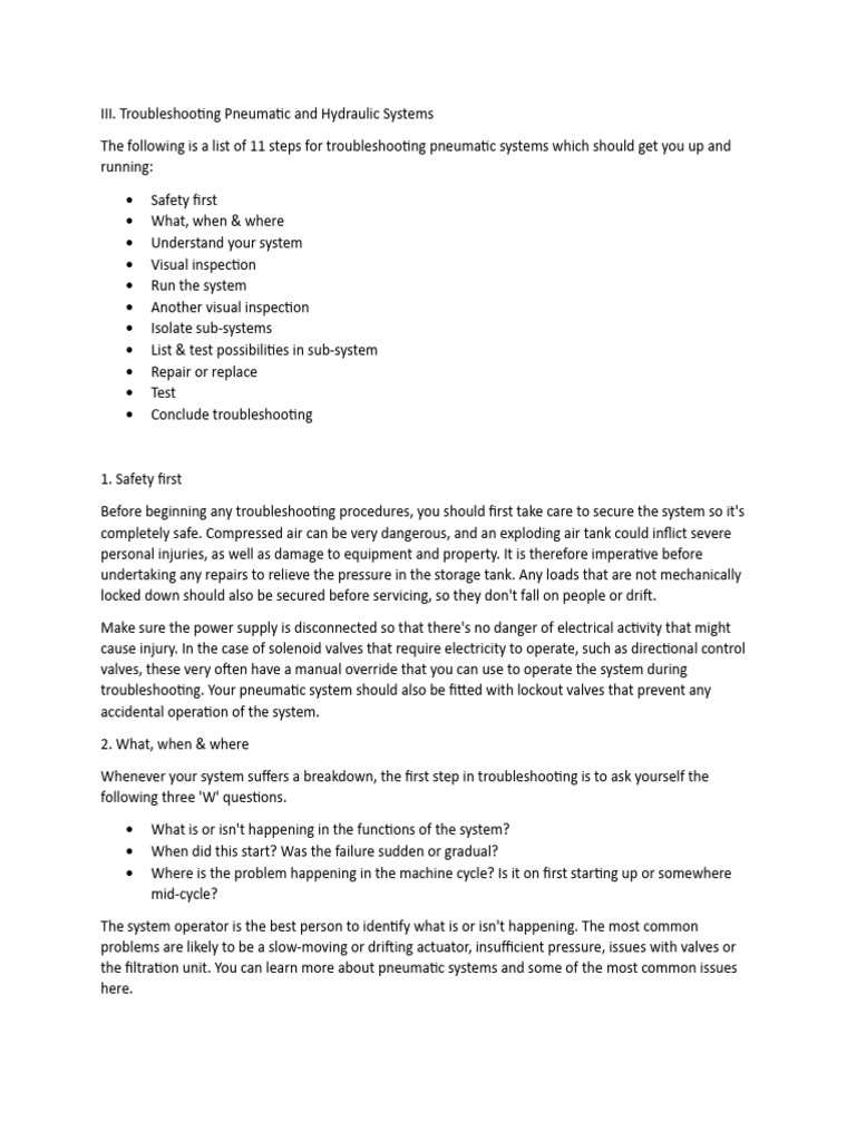 III Troubleshooting | PDF | Pump | Valve