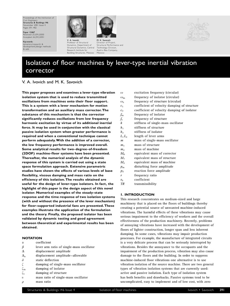 Isolation of Floor Machines | PDF | Oscillation | Damping
