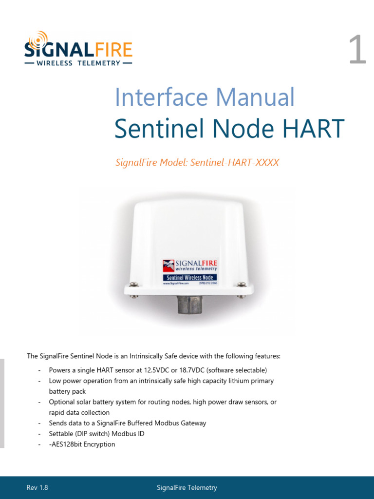 960 0031 01 SignalFire Sentinel HART System Manual Rev 1 - 8 | PDF ...