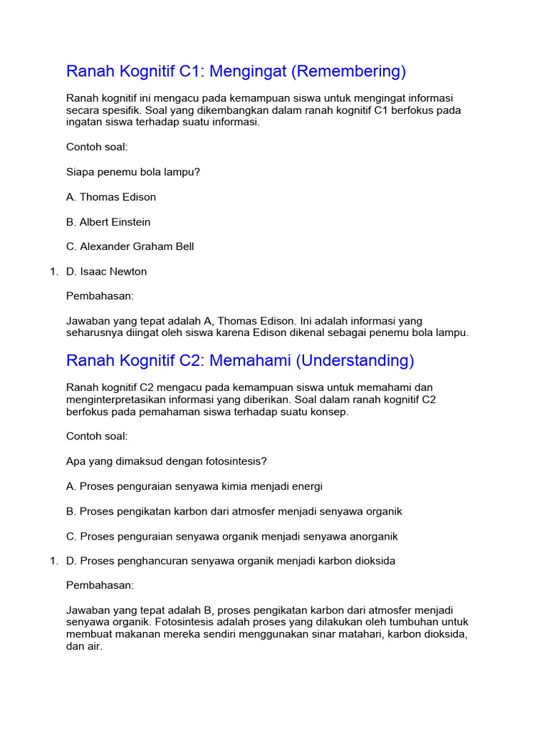 Contoh Soal C1 C2 C3 C4 C5 | PDF