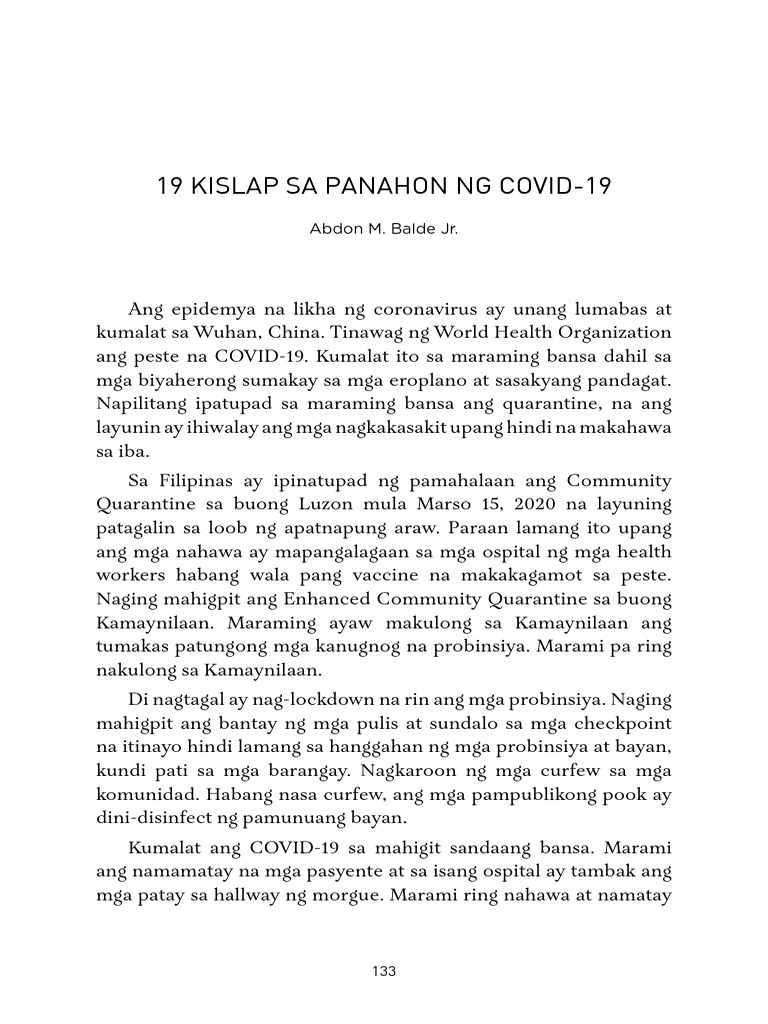 19 KISLAP SA PANAHON NG COVID-19_Abdon Balde Jr | PDF