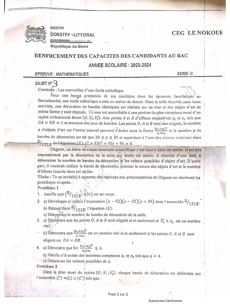 Rév TleC 2024 (Sujets 3 Et 4) NOKOUE | PDF