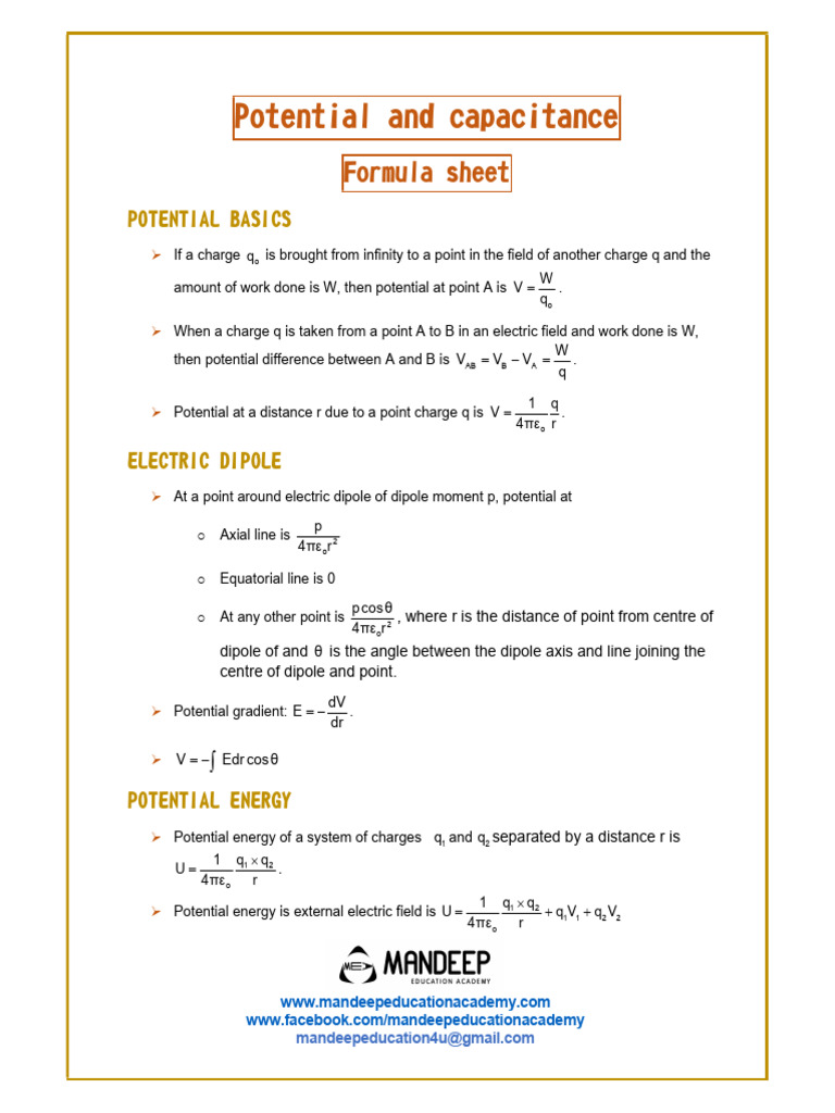 Potential and Capacitance | PDF | Capacitor | Capacitance