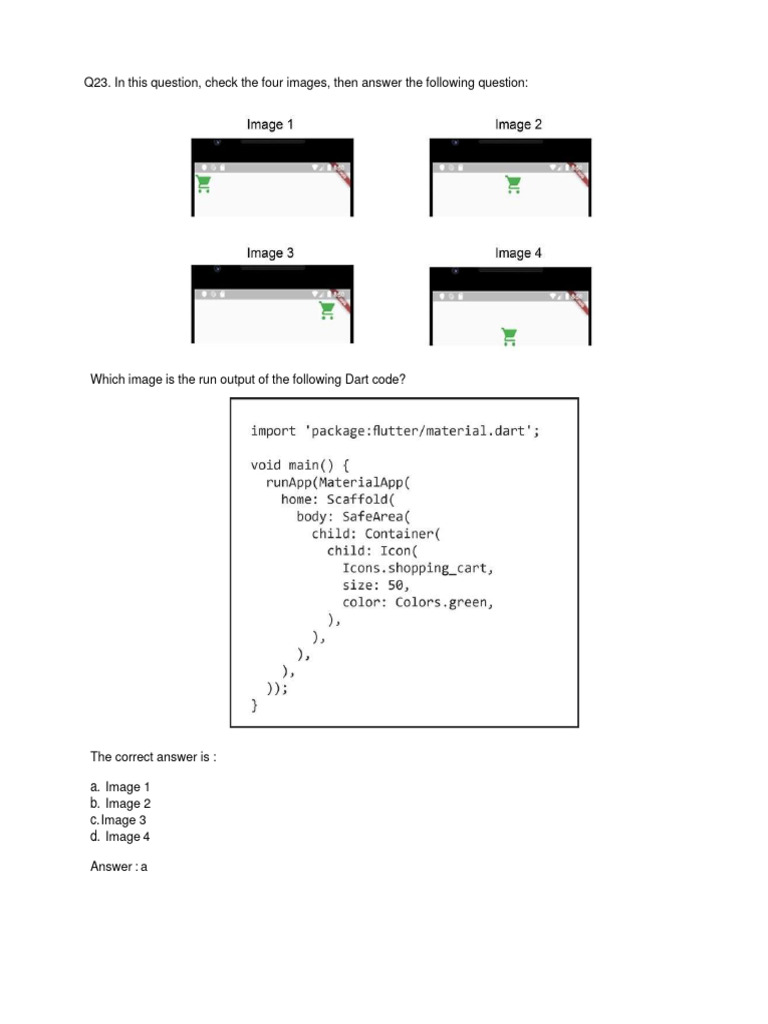 Flutter Certified Application Developer - Exam Sample - AFD 200 - English2 | PDF | Icon ...