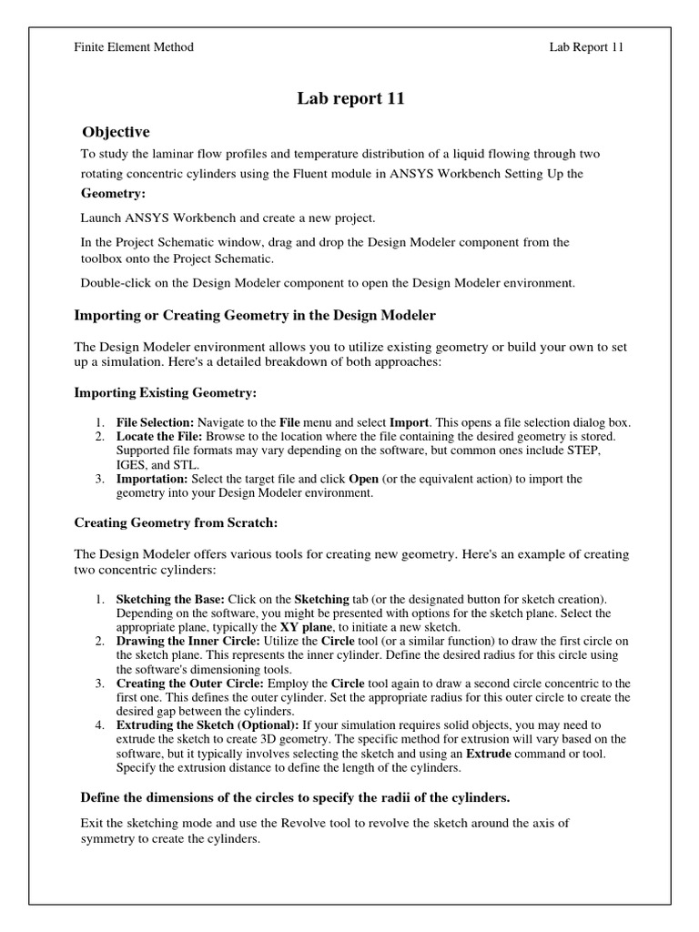 FEM Lab Report 11 Meen201101065 | PDF | Fluid Dynamics | Finite Element Method