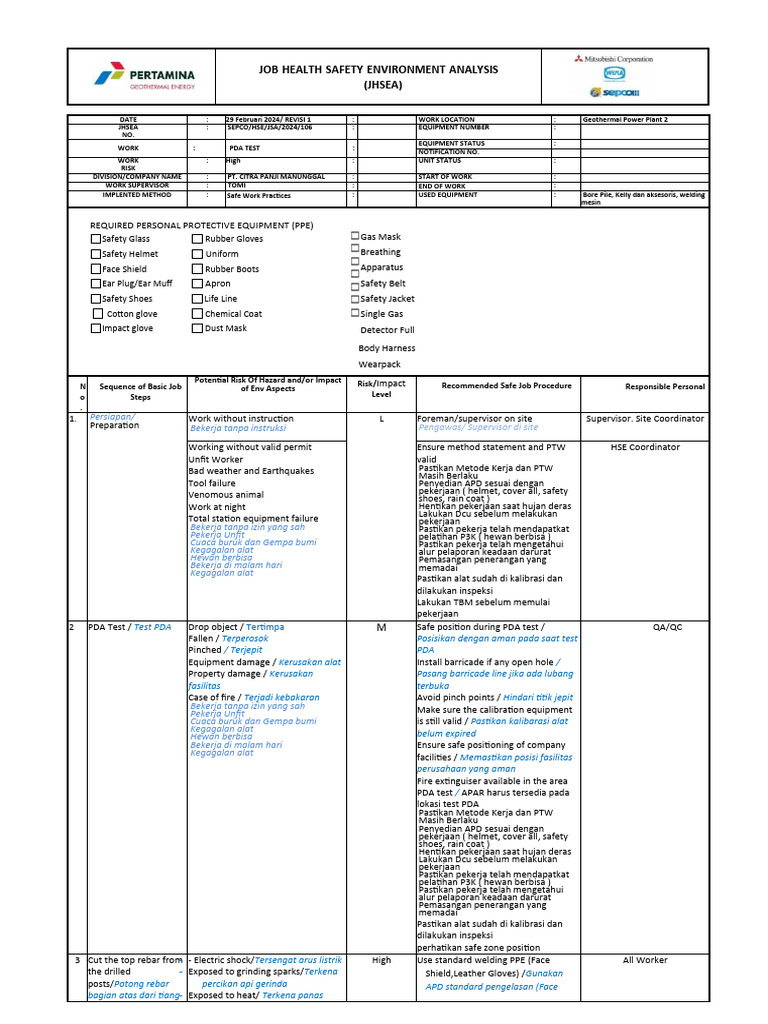 JSA PDA TEST Rev 1 | PDF