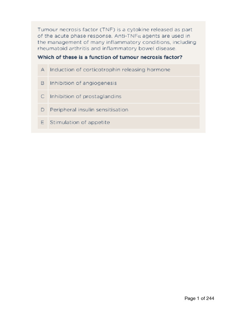 MRCP - PART ONE - PASTEST 2020 -Immunology | PDF